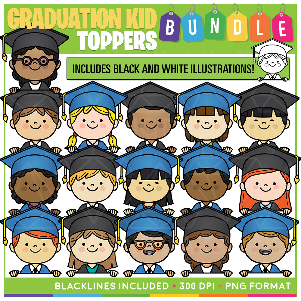 Graduation Kid Toppers Clip Art BUNDLE!